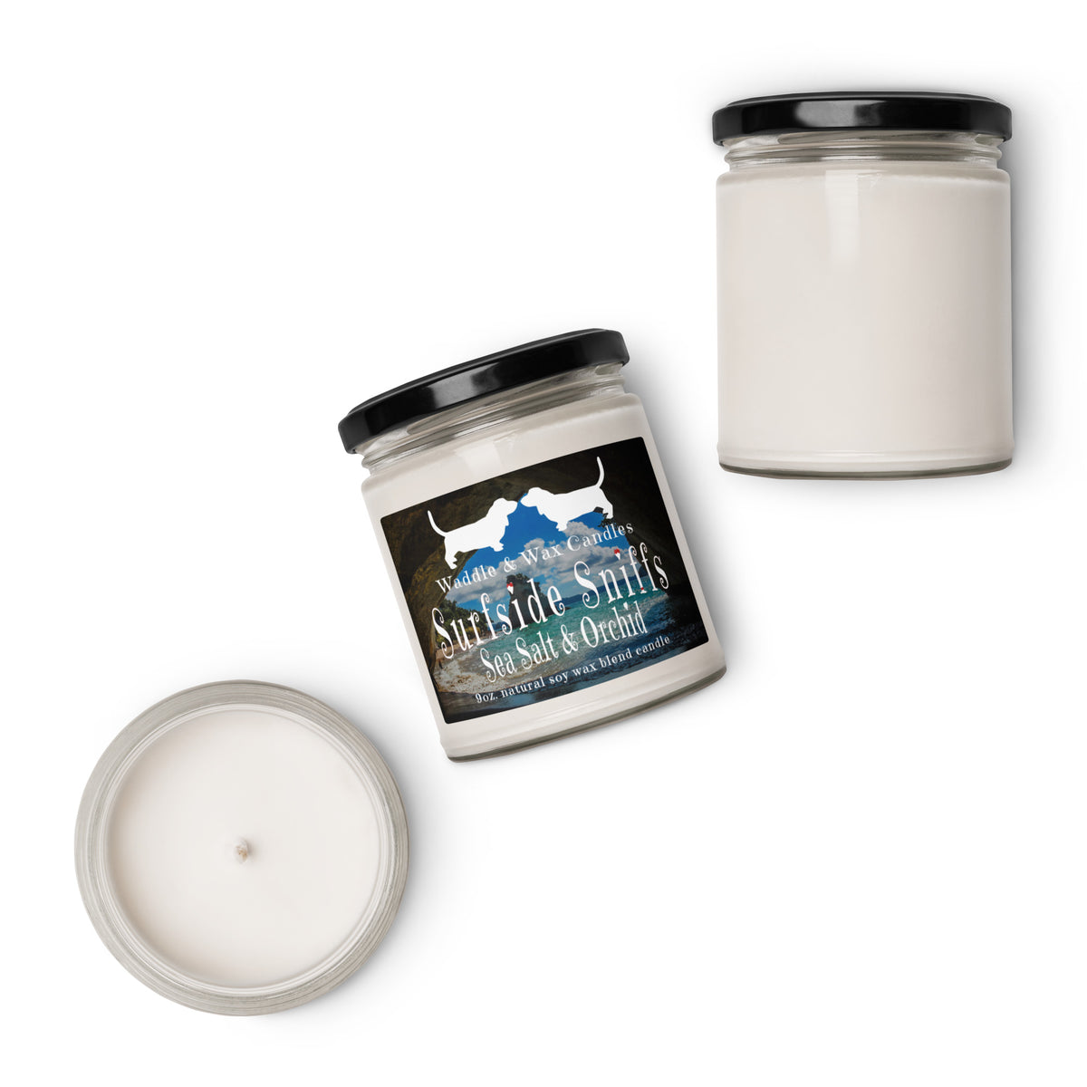 Surfside Sniffs Scented Soy Candle - Sea Salt & Orchid Aroma, 9 oz ...